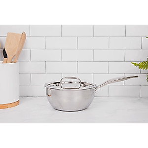 Heritage Steel 2 Quart Saucier with Lid | Made in USA | Titanium Series | 316Ti Stainless Steel Pan with Stay Cool Handle | Fully Clad with 5-Ply Construction | Induction Ready & Non Toxic