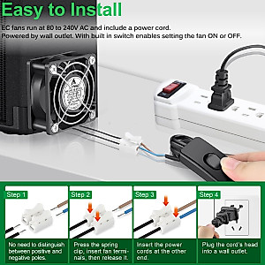 GDSTIME EC Cooling Fan 60mm x 60mm x 25mm AC 110V 115V 120V 220V 240V Dual Ball Bearings