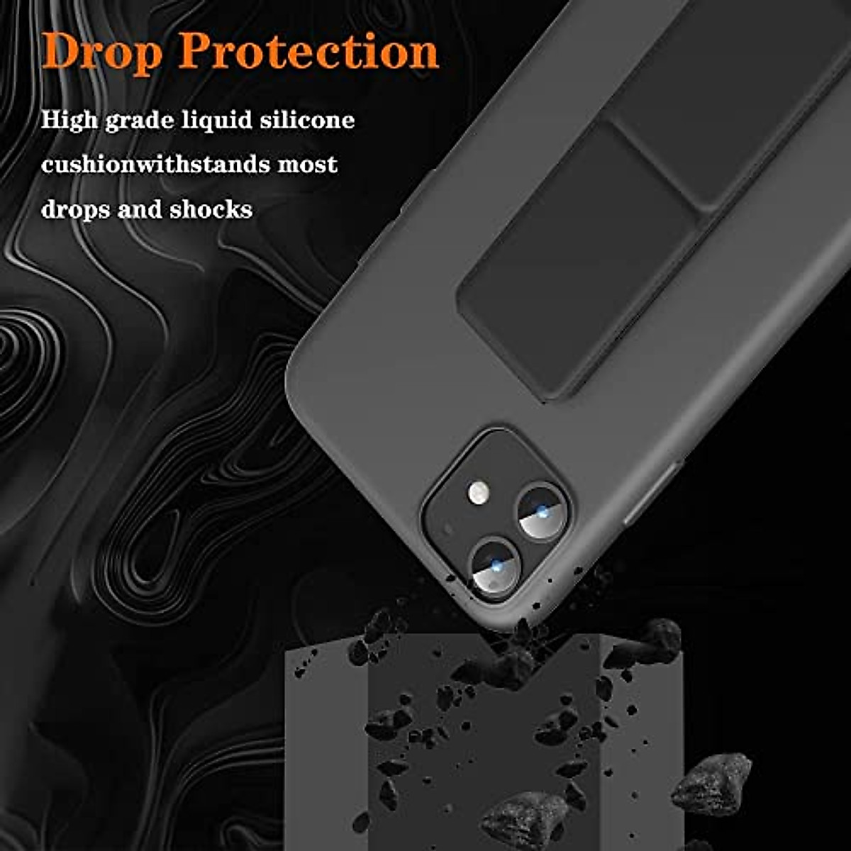 Sitikai Case for TCL 20 PRO 5G Phone Case, Stand Phone Case with Tempered Glass Screen Protector Hide Telescopic Folding Kickstand Shockproof Protective Cover Case for TCL 20 PRO 5G - Black