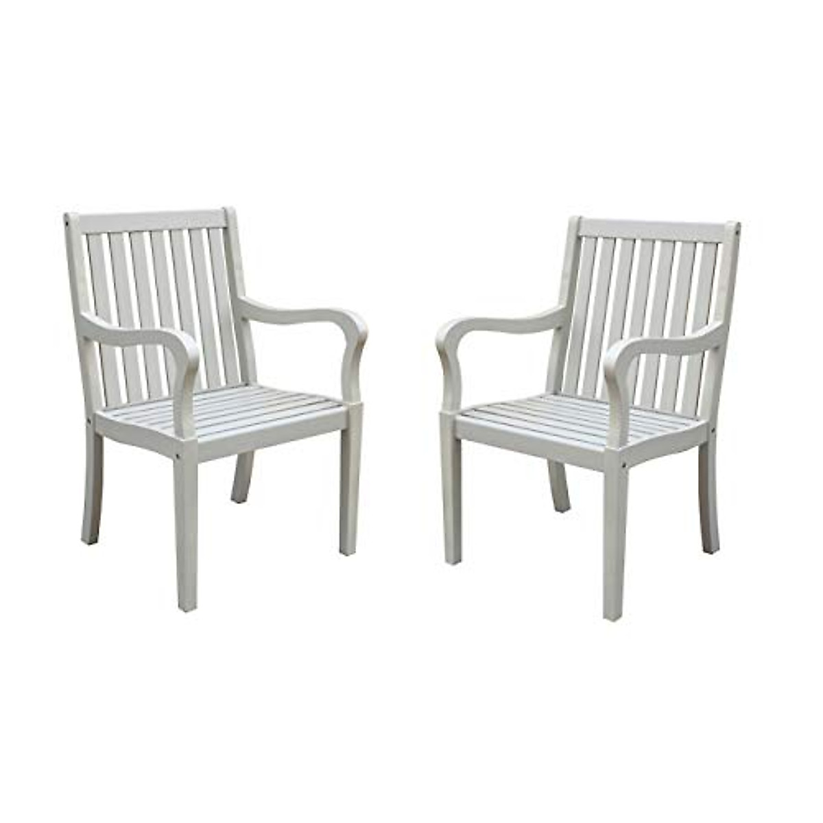 Pebble Lane Living Captains Dining Chairs, Rounded Arms, All Weather Urethane Finish, Light Gray & Solid Wood, Set of 2