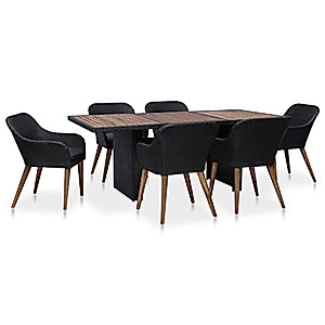 vidaXL Patio Dining Set 9 Pieces with Cushions Garden Furniture Dinner Dinette Chair and Table Lounge Seating Poly Rattan Black Poolside Yard Home