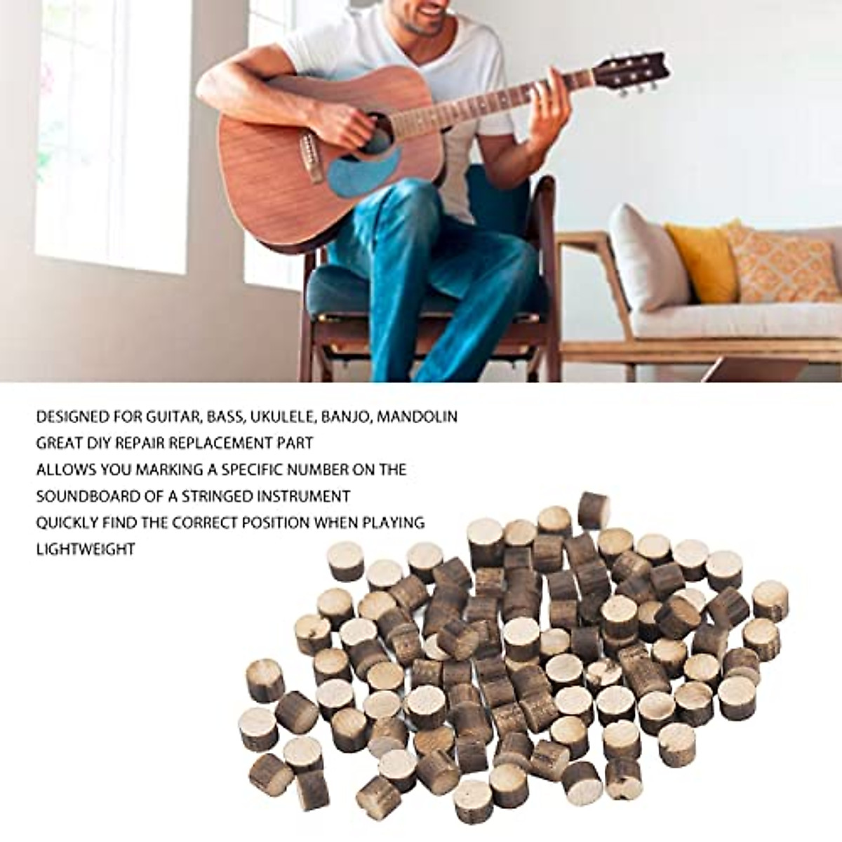 Guitar Bass Inlay Fingerboard Dots, Lightweight Decorative Guitar Fingerboard Dots Kit 100Pcs for Ukulele for Mandolin