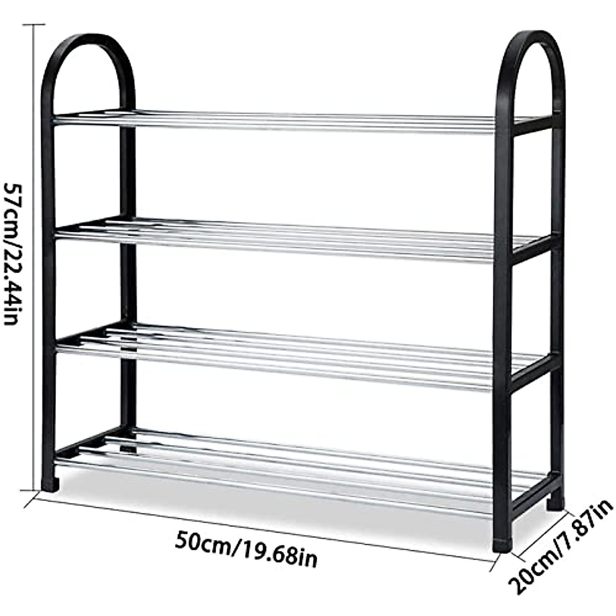 Hunkie 4-Tier Shoe Rack,Resin and Metal Footwear Organizer, Multi-Purpose Shoe Rack,Hold 12-Pair Shoes,Support Boots,for Entryway,Bedroom,Porch