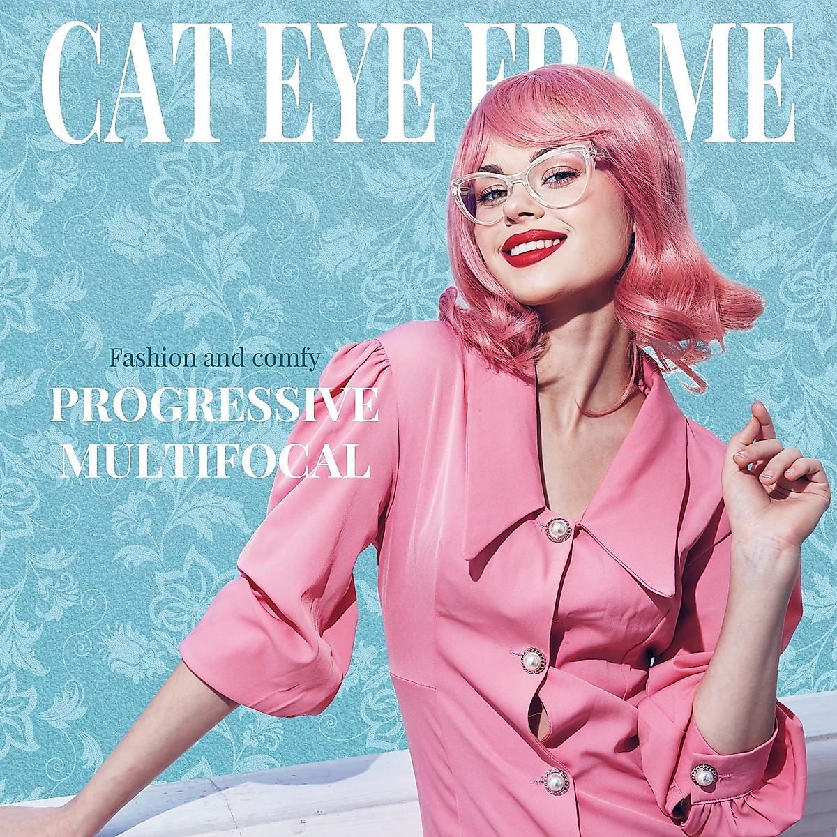 Gaoye 3 Pack Cat Eye Progressive Multifocal Readers+2 Pack Reading Glasses Women, Computer Magnifying Blue Light Blocking Readers Anti Glare (A1 5 PACK MIX, 1.5, multiplier_x)