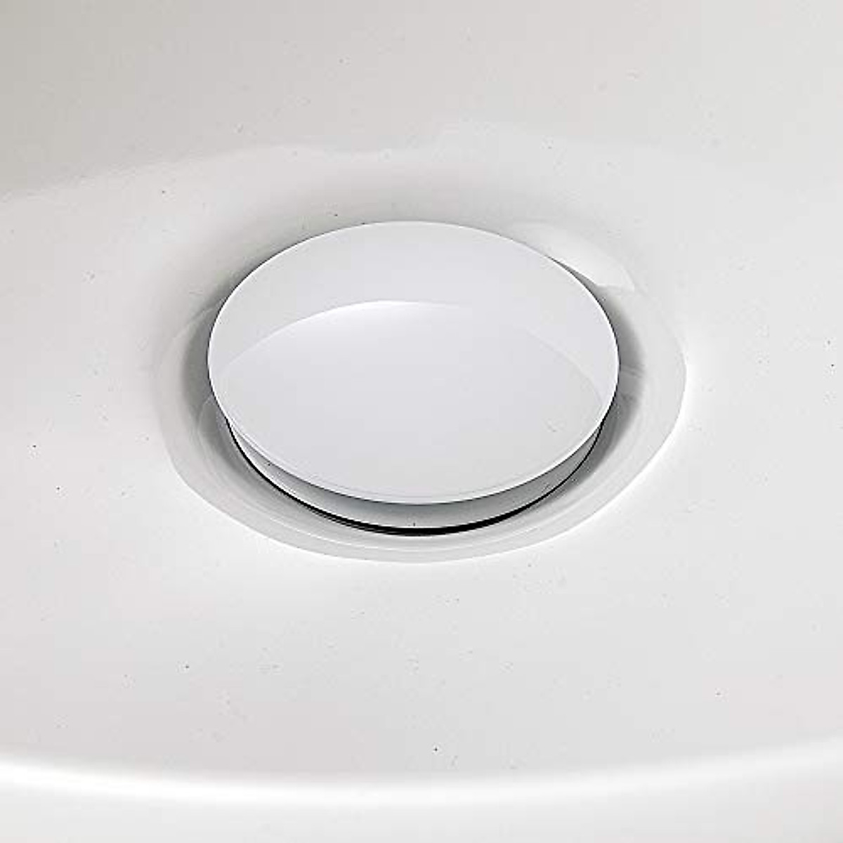 Gaosin Solid Brass White Color Bathroom Faucet Sink Drain Stopper Vessel Vanity Pop Up Drain Without Overflow