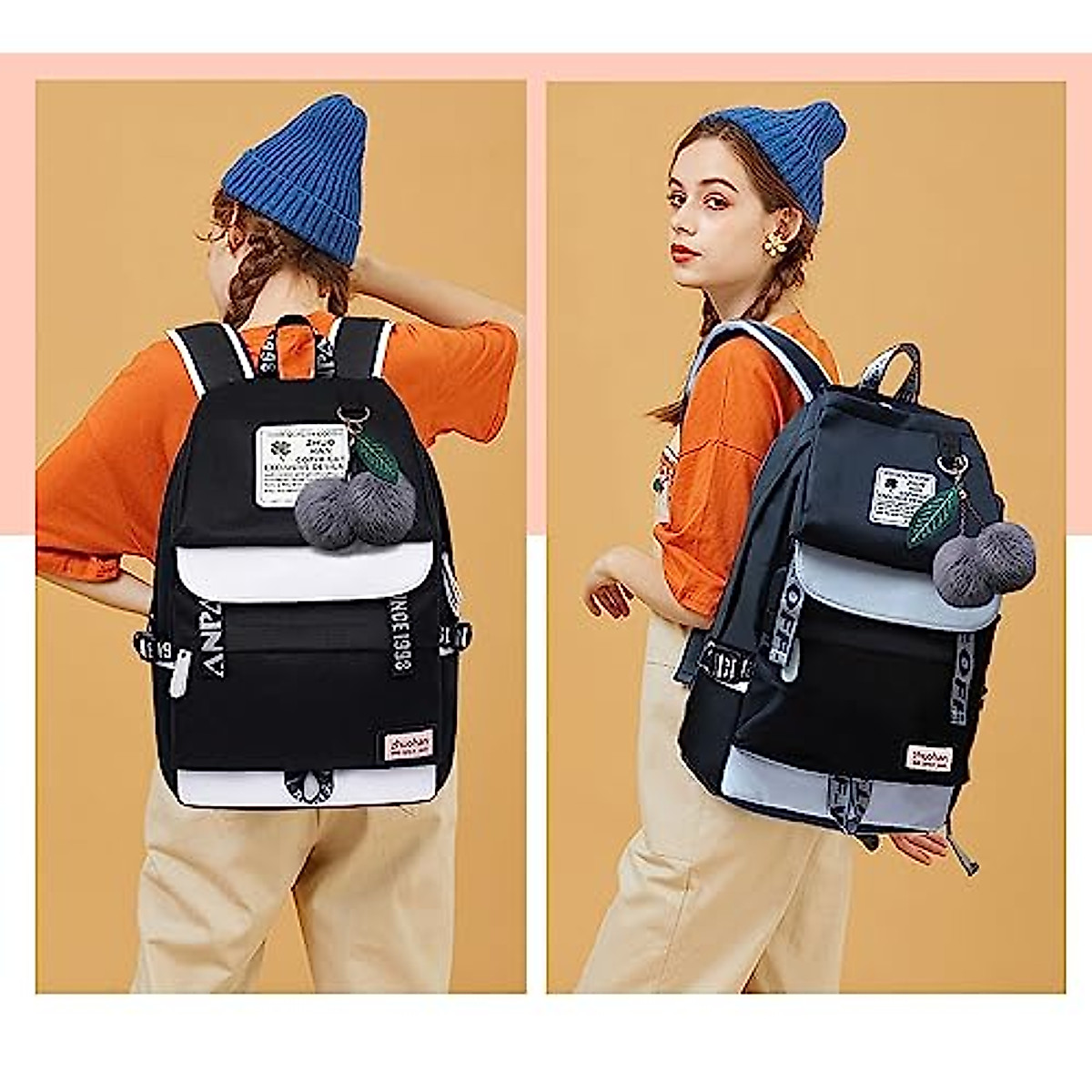 Lmeison Backpack for Girls School Backpacks for Kids Cute Bookbag School Bag for Teen Girls Chidren's Casual Backpack Kawaii Schoolbag for Middle School High School Rainbow Back Pack for Travel