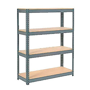 Global Industrial Extra Heavy Duty Shelving 48"W x 24"D x 60"H With 4 Shelves, Wood Deck, Gry
