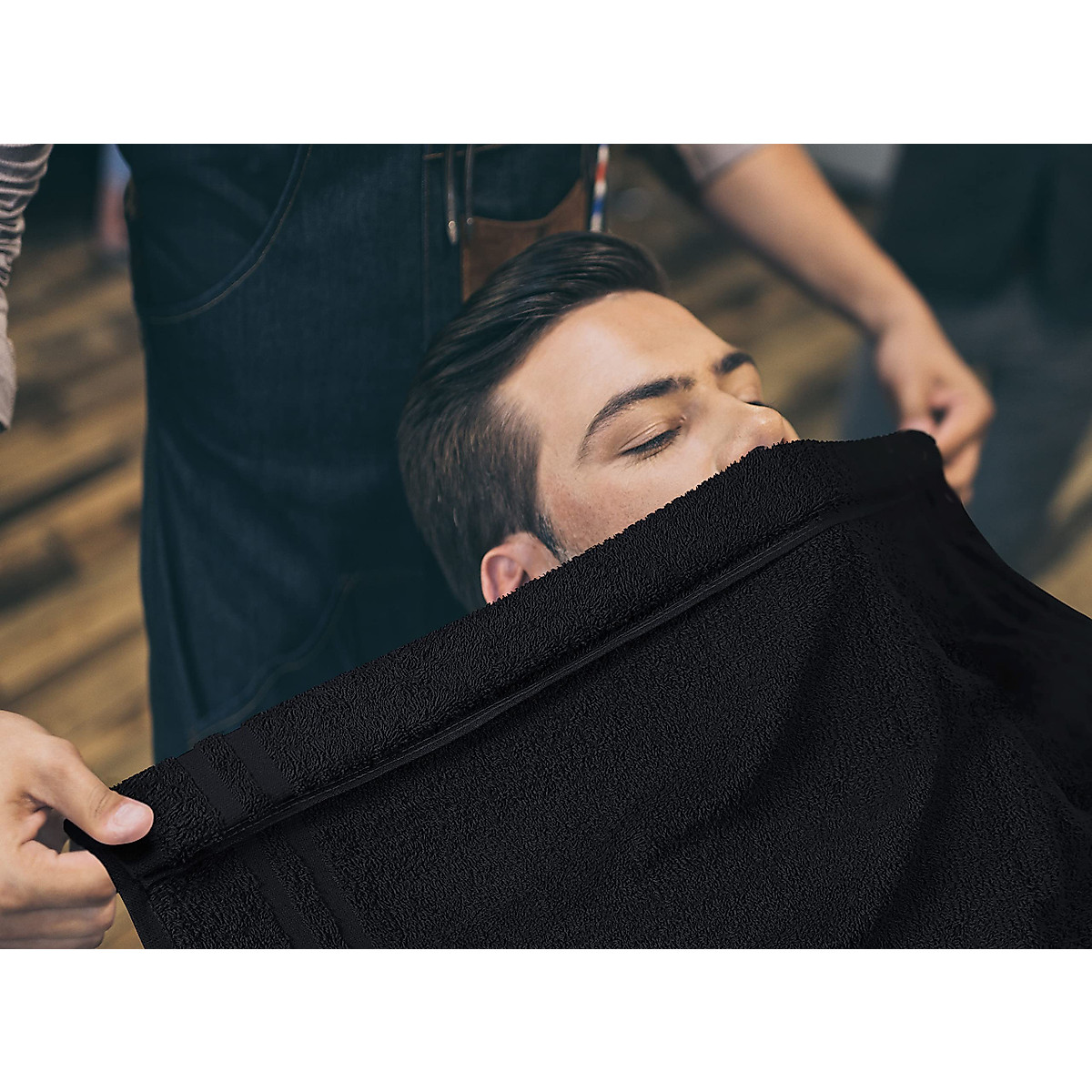 Utopia Towels Cotton Bleach Proof Salon Towels (16x27 inches) - Bleach Safe Gym Hand Towel (24 Pack, Black)