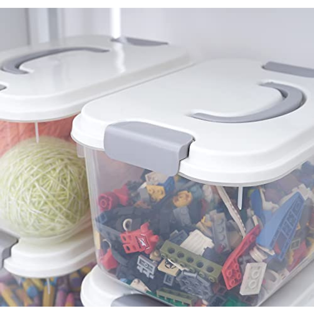 ZHENFAN 5.5 Quart Clear Storage Latch Box/Bin with Lids, 4-Pack Plastic Organize Bins with Handle, 5 Liter