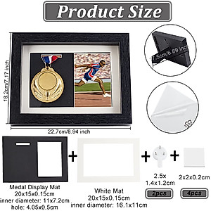 OLYCRAFT Medal Display Shadow Box 6.9x7.2x9 inch Black Medal Display Case Natural Wood Photo Frames with Clear Window for Military Medals, Beach Tags, Jewelry Pins, Pin Enthusiast Collectibles