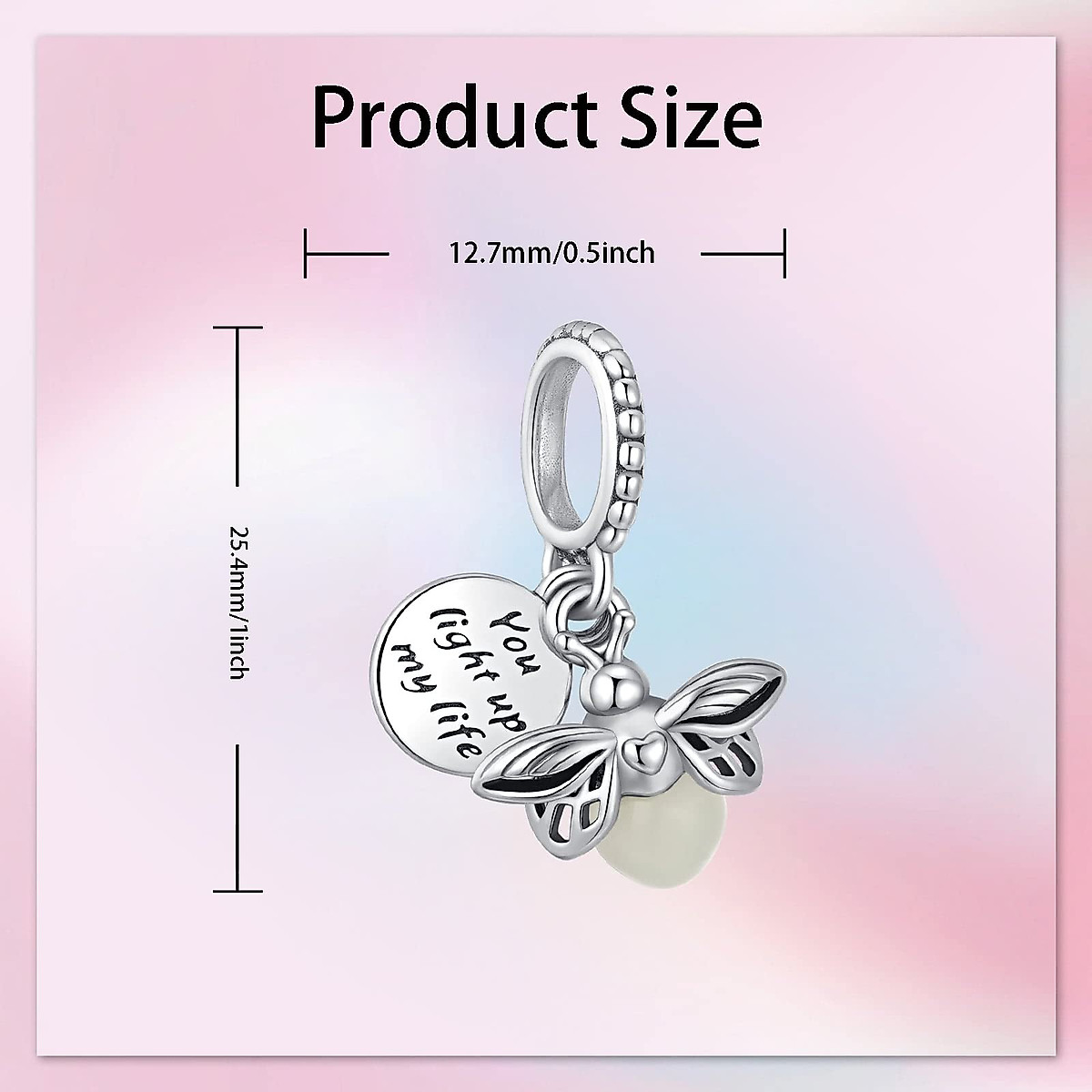 Alstade Night Glow Firefly Dangle Charm 925 Sterling Silver Charms fits Bracelets and Necklace Pendant Bead Charms Jewelry Present for Women Family Friends