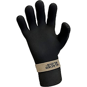 Glacier Glove Men's Perfect Curve Waterproof Fleece-Lined Blind Stitched Neoprene Gloves | Seamless Palm | Pre-Curved Fingers, Black, Large