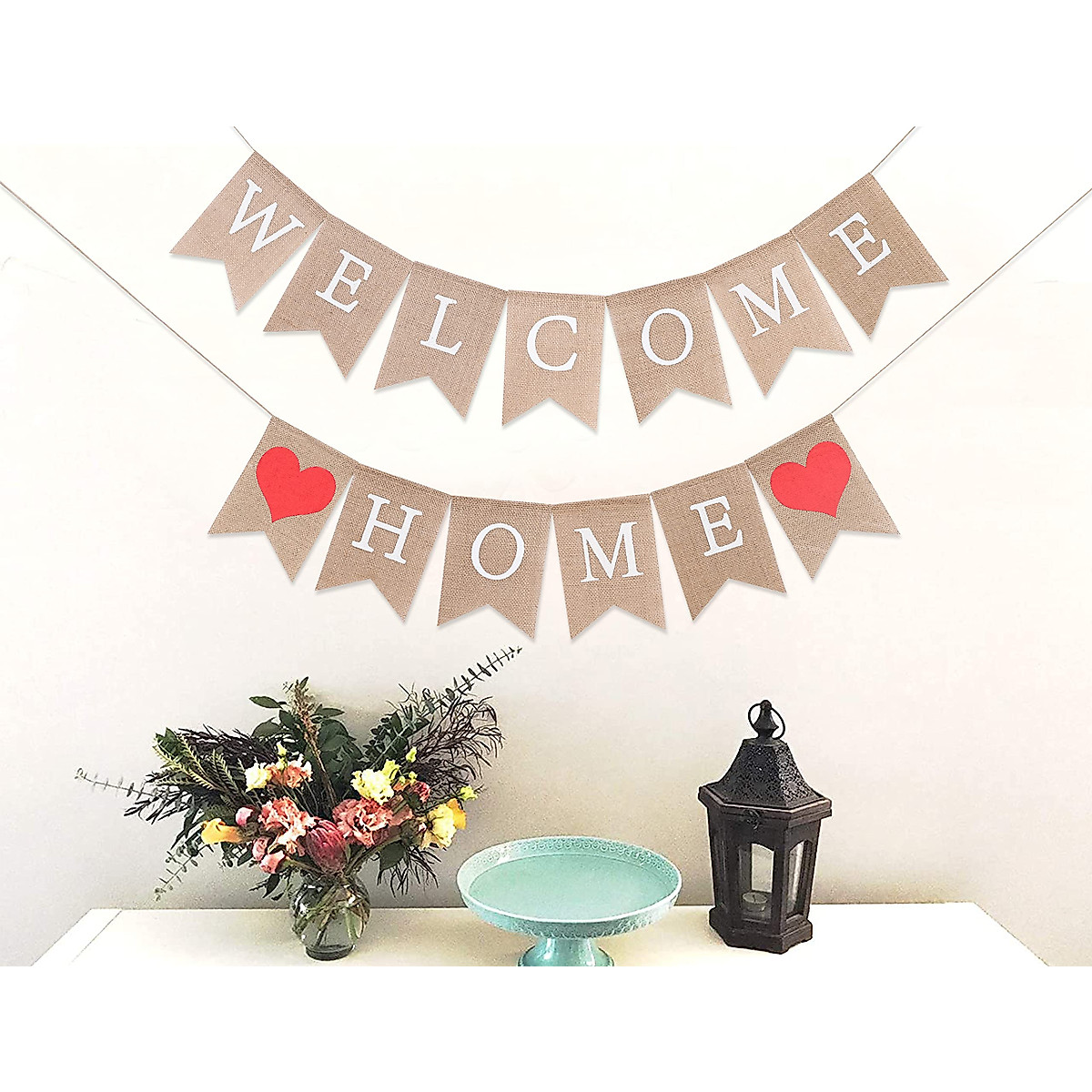Welcome Home Burlap Banner - Personalized Welcome Home Banner, Homecoming Party Banner,Welcome New Home,Housewarming Party Decoration (Welcome Home Banner)