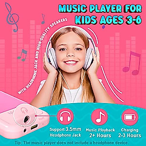 Prysyedawn Kids Phone, Christmas Birthday Gifts for Girls/Boys Age 3-6,Toddler MP3 Music Player with Flip Camera, Alarm Clock Portable Learning Toy for 3 4 5 6 Year Old Girl with SD Card-Pink
