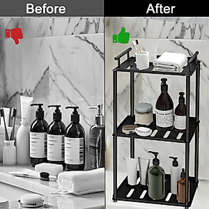 VOTZAAQ Corner Shower Caddy 3 Tier Standing Shower Caddy Corner, Black Shower Rack Bathroom Storage Organizer with Handle, Rustproof Stainless Steel Corner Shelf, Shower Shelf for Inside Shower