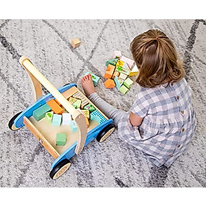 PIDOKO KIDS Wooden Baby Walker - 1 Year Old Boy Girl Gifts - Includes Stacking Sorting Cups, Zoo Themed Blocks and Book - Developmental Montessori Learning Toys for Babies 12 Months +