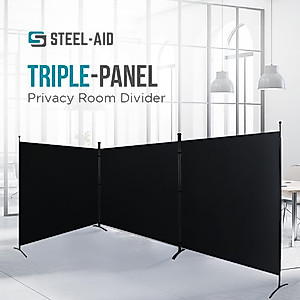 Steel-AID Triple-Panel Privacy Room Divider – Folding Partition Privacy Screen for Office, Classroom, Dorm Room, Kids Room, Studio, Conference - 216" x 72" - Easy to Assemble, Freestanding & Foldable