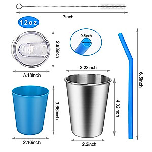 IEBIYO 10 Pack Kids Cups with Straws and Lids Spill Proof Toddlers Mugs with Colorful Silicone Sleeves Kids Stainless Steel Cups Smoothie Tumblers with Lids for Cold & Hot Drinks（12oz (10 Color)