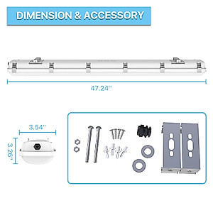 HYPERLITE 4FT LED Vapor Tight Light 40W 5200LM, IP65Waterproof LED Vapor Proof Fixture 5000K 100-277V LED Vapor Light for Car Wash Bays, Horse, Barn, Shop, Cold Storage,Garage 4Pack