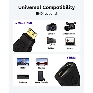 VCE Mini HDMI to HDMI Adapter, 4K HDMI Female to Mini HDMI Male Adapter, Gold Plated Connector Compatible with Raspberry Pi, Camera, Camcorder, DSLR, Tablet, Video Card