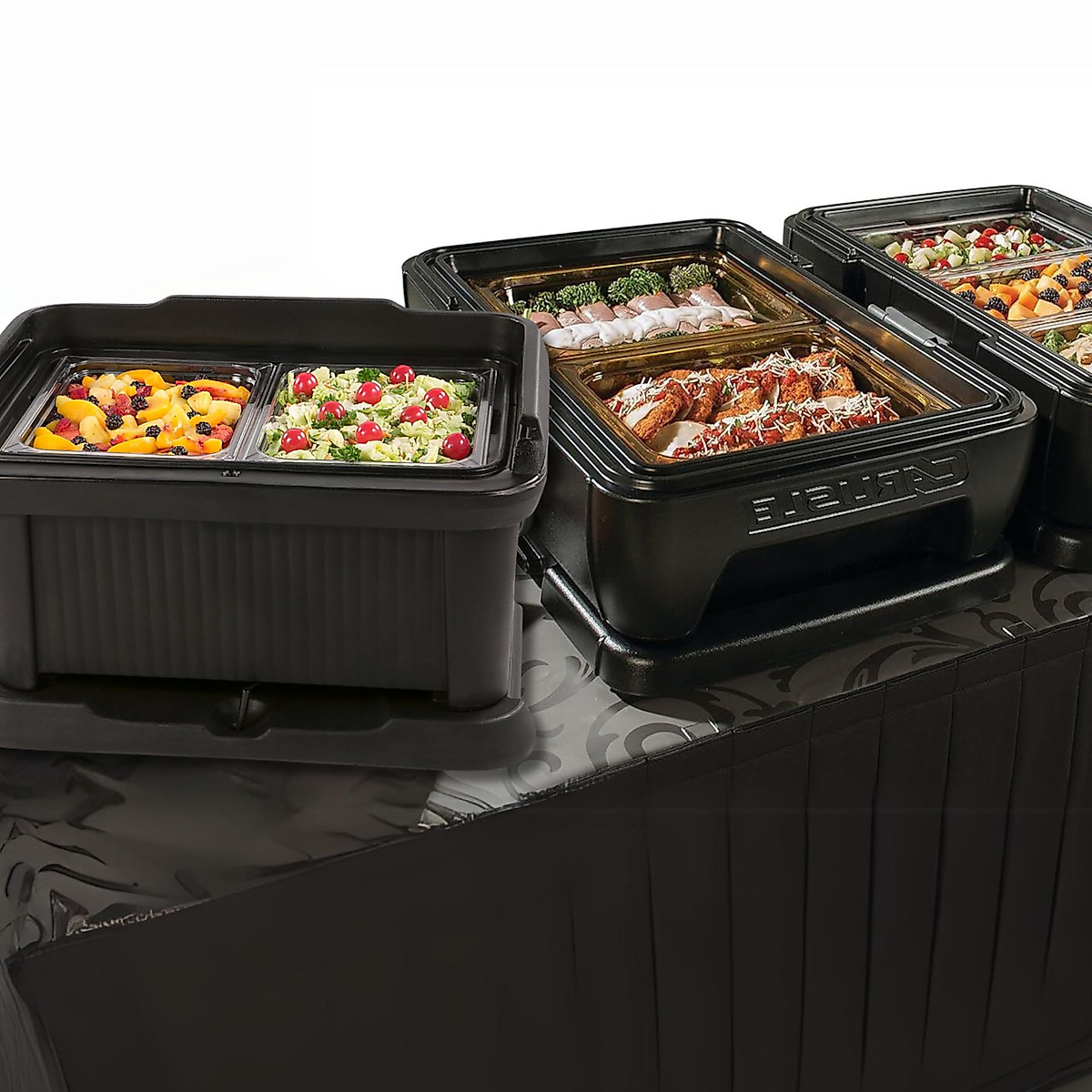 Carlisle FoodService Products Slide 'N Seal Top Loading Insulated Food Pan Carrier Food Pan Holder with Sliding Lid for Catering, Kitchen, and Restaurants, Plastic, 24 Quarts, Black