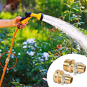 LIULO TOOL Garden Hose Repair Connector with Clamps, Fit for 3/4" or 5/8" Aluminum Garden Hose Fitting, Male and Female Hose Fittings, 2 Sets