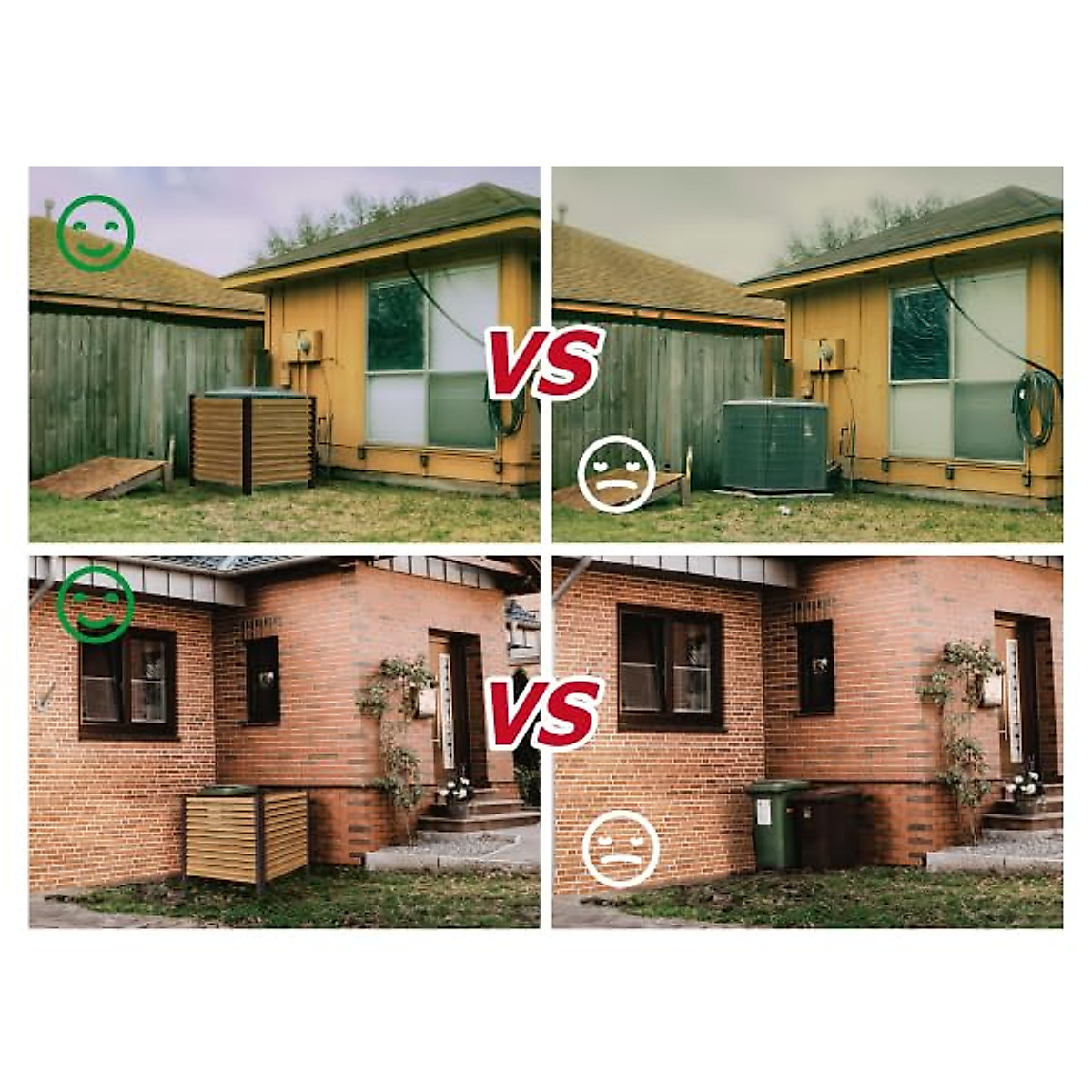 MARVOWARE Privacy Screens Fir Wood Outdoor Privacy Fence Screen Decorative Slatted Fencing for Air Conditioner and Trash Can,2 Pack