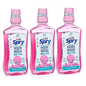 Spry Kid's Alcohol-Free Xylitol Mouthwash, Natural Bubble Gum - 16 fl oz (3 Pack)