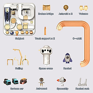 Mostop Kids Race Track Game Car Adventure Toy for 3 4 5 6 7 Years Old Boys Girls, Spaceship Puzzle Rail Track City Rescue Playset Magnet Toy Educational Learning Toddler Race Track with 3 Mini Cars