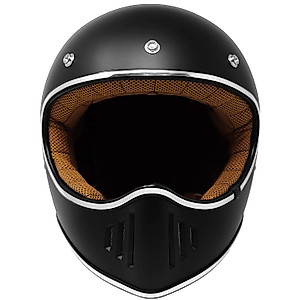 GDM REBEL Retro Motorcycle Helmet with Bluetooth Headset (Vintage Matte Black, Medium)