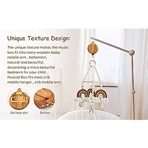 Baby Mobile Rotary Music Box Imitation Wood with Rotating Hook -Crib Mobile Motor Battery Operated Plays 35 Tunes Crib Toys Attachments