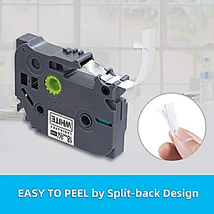 HOCALORT Label Tape Compatible with Brother Ptouch Label Maker Refills Tze241, Tz Tape 18mm Black on White Replacement for Brother P Touch Labeler Tape Use for Brother PT-D400AD PT-D600, 3-Pack