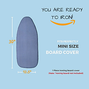 12.5 X 30 inch Smart Table top Ironing Board Cover and Pad with Standard Size, Fits Small, Mini Board, Easy Placement, Extra Thick Padding, Elastic Cord, Heat Resistance (12.5" X 30", Blue)