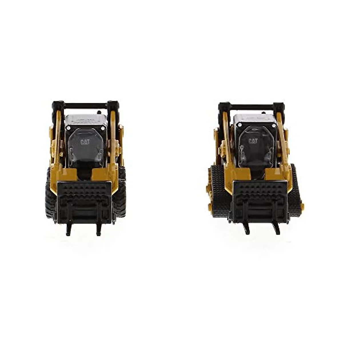 1:64 Scale Caterpillar 272D2 Skid Steer Loader & 297D2 Compact Track Loader - Play & Collect by Diecast Masters (Comes with 2 Models and 2 Bucket, 2 Broom, 2 Pallet Forks, and 2 Auger Attachments)