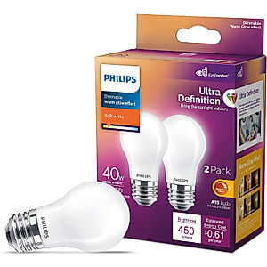 PHILIPS LED Ultra Definition Flicker-Free Dimmable Eye Comfort Technology, Soft White 2700K A15 Frosted Glass Light Bulb, 750Lumen, 5W=60W, E26 Base, 8-Pack (581199)