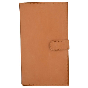 Genuine Leather Bifold Credit Card Holder Secretary Wallet with Snap Closure (Tan)