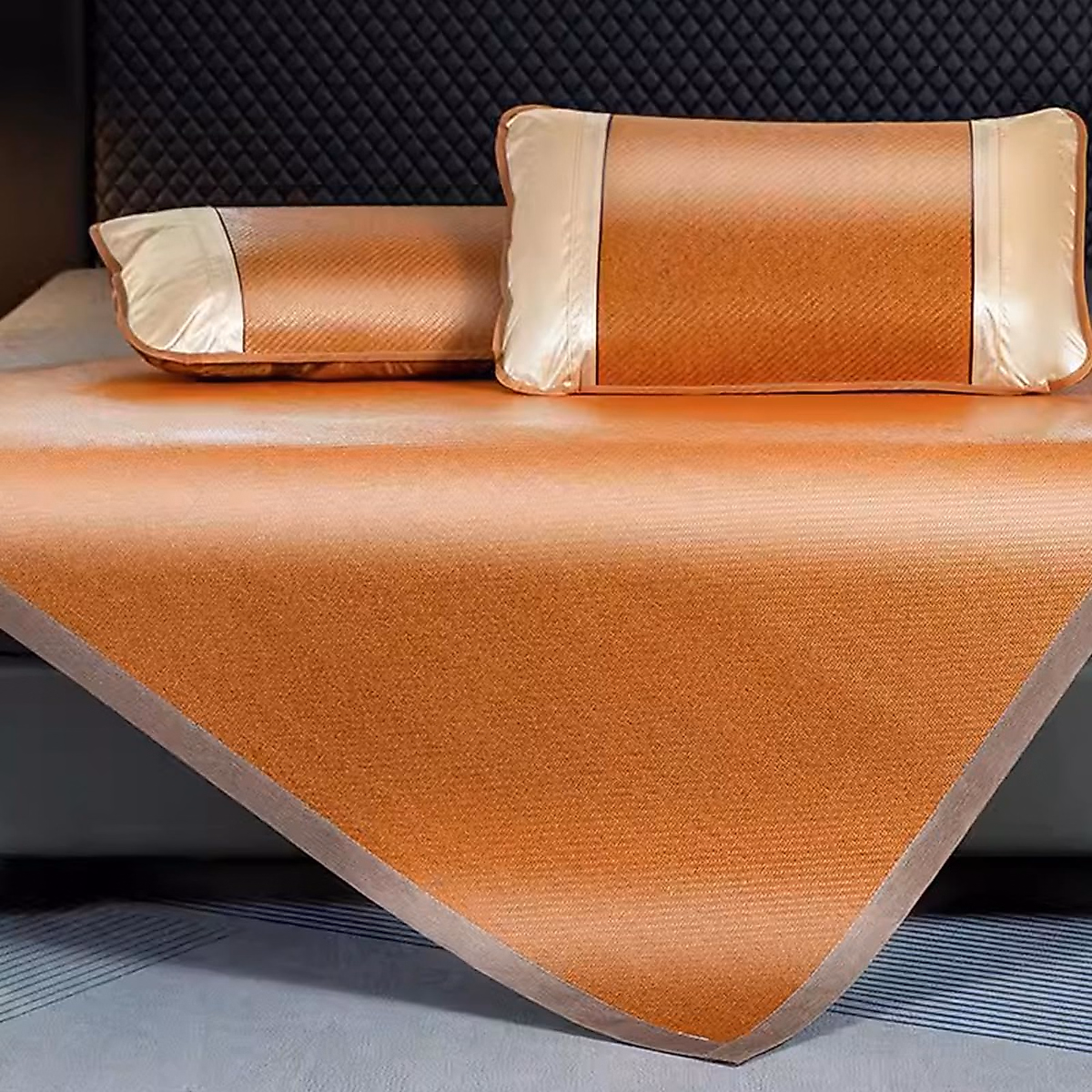 JIXDILO Rattan Summer Cooling Sleeping Mat, Foldable Breathable Smooth Mattress Topper,Reversible Absorb Sweat/Cool Pad for Home School Dormitory Single Double Bed(120x190cm(47x75in), Rattan)