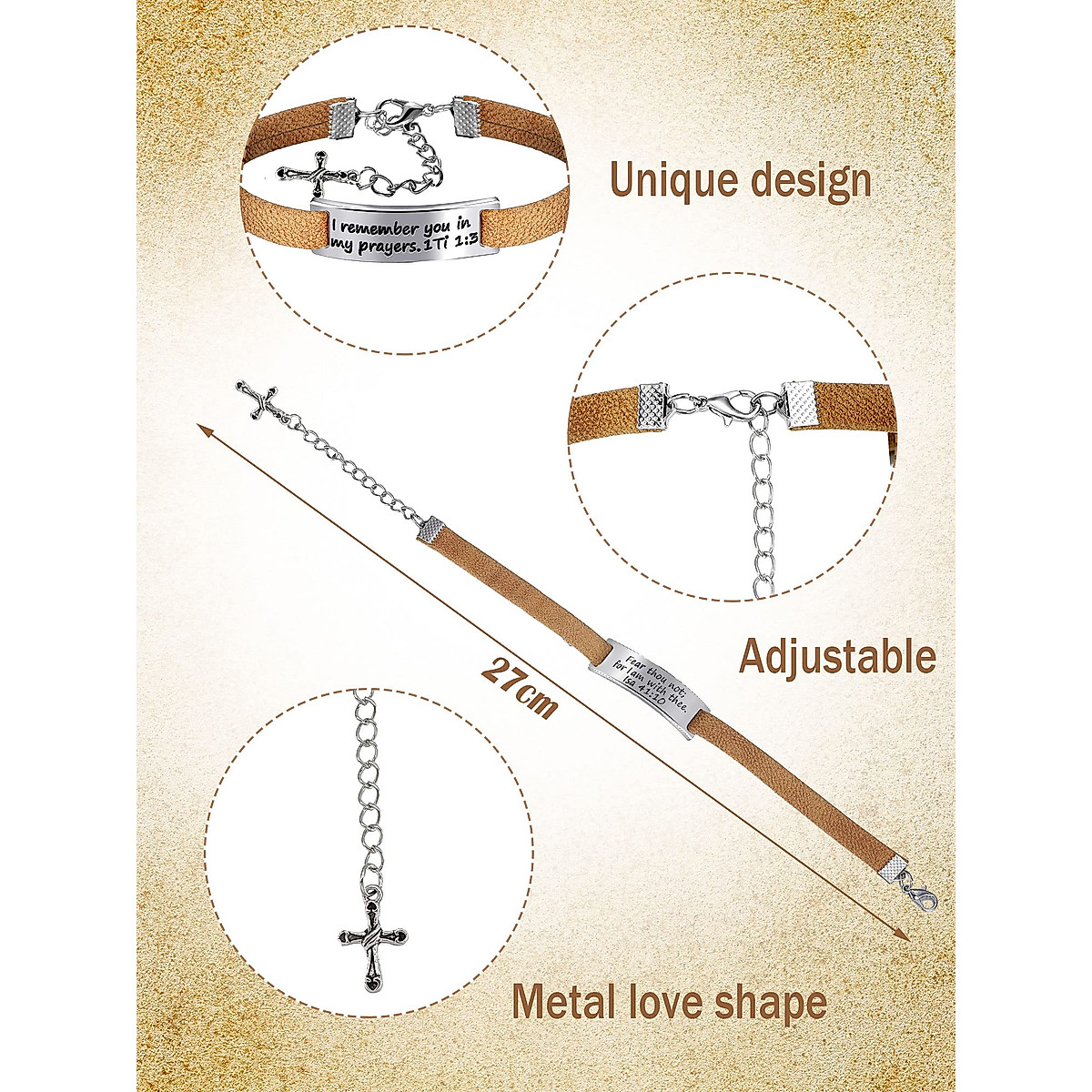 WILLBOND 30 Pcs Inspirational Message Leather Bracelet for Women Christian Engraved Ornament Jewelry Gift Religious Gifts for Women Motivational Quotes Women's Wrap Bracelets(Religion Style)