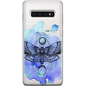 Mertak Case Compatible with Samsung Galaxy A73 A72 5G A71 A70 A53 A52 A32 A50 A21s Watercolor Flexible Lightweight Deaths Head Moth Silicone Protective TPU Cover Slim Gothic Design Insect Art