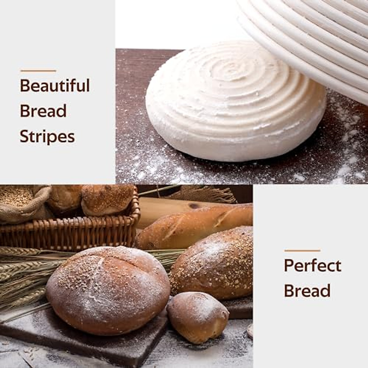 JAOBHAHY Banneton Bread Proofing Basket Set, Bread Making Tools Includes 10" oval & 9" Round Proofing Basket & 34 oz Sourdough Starter Jar for A Complete Sourdough Bread Baking Supplies