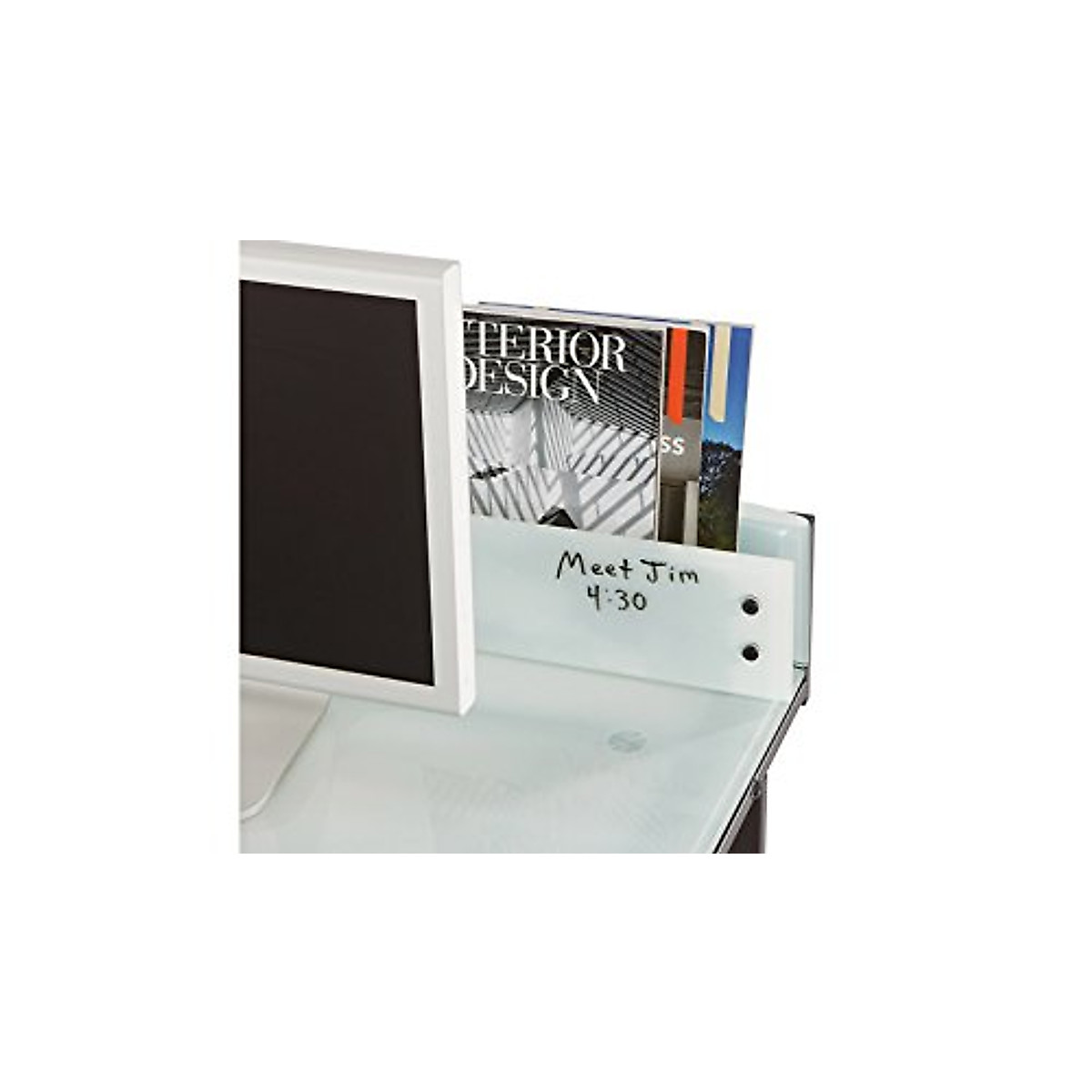 Safco Products 1938TG Xpressions 47" Computer Glass Top Workstation (Optional Keyboard Tray 1940BL Sold Separately), Tempered Glass/Black Frame