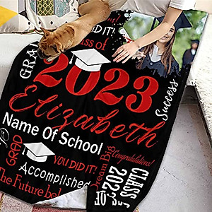 MyPupSocks Personalized Name Fleece Throw Blanket Graduate School College Name29 Senior Graduation Blankets for Daughter Sister Friends Black 40"x50"