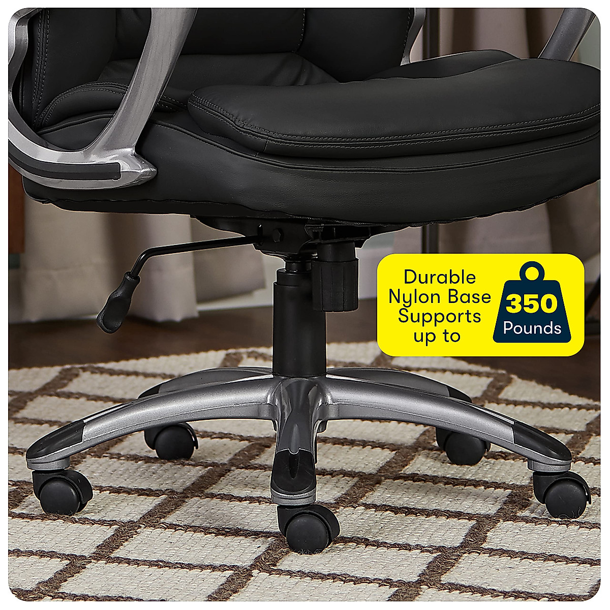 Serta Big & Tall Executive Office Chair High Back All Day Comfort Ergonomic Lumbar Support, Bonded Leather, Black