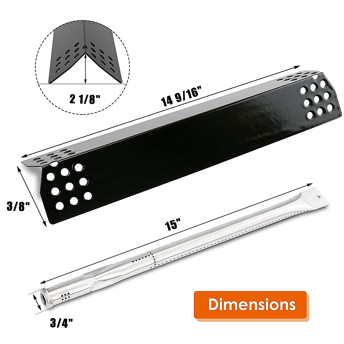 Uniflasy Replacement Part for Nexgrill 720-0925P Burner Tube, Heat Plates for Nexgrill 720-0896 720-0896B 720-0896E, for Home Depot Nexgrill Replacement Parts 4 Burner, 4 Pack