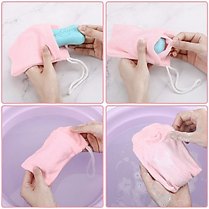 8 Pieces Soap Holder Bag Microfiber Soap Exfoliating Saver Bag Hanging Soap Saver Pouch Colorful Soft Soap Bags for Body Face Cleaning Supply, 4 Colors