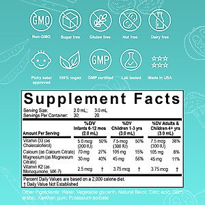 Nuvamin – Liquid Calcium & Magnesium Drops for Baby, Toddlers, Kids, & Adults, 2Fl.Oz (60ml), 30 Daily Servings. Great Taste - All Natural - Vegan - Superior Absorption