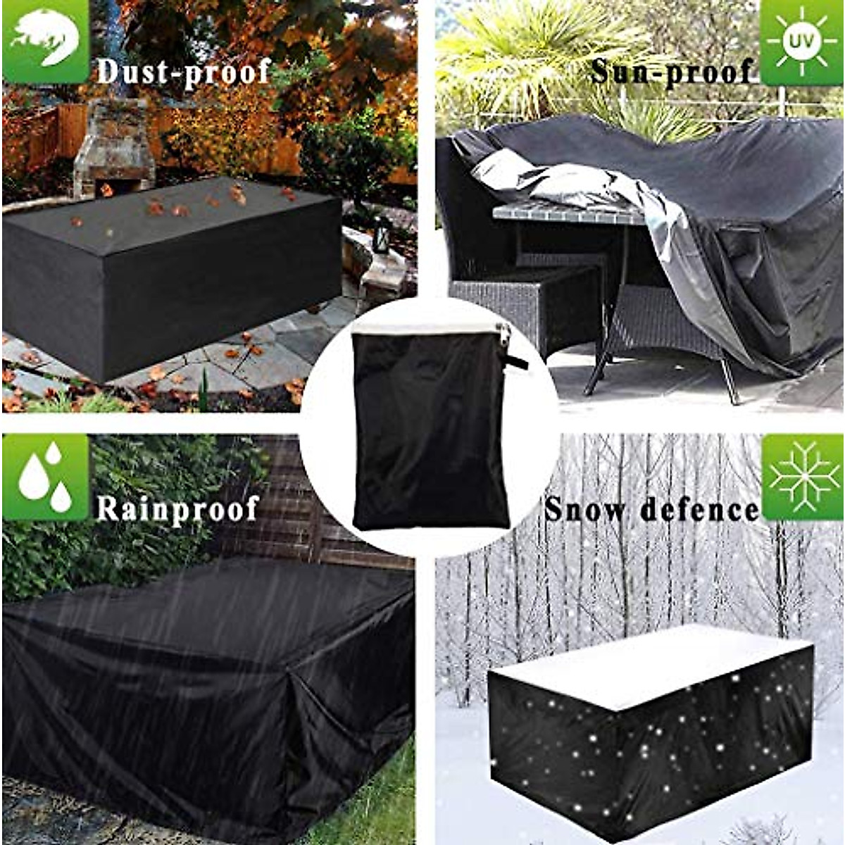 UCARE Patio Table Cover Rectangular Waterproof 210D Oxford Protection Garden Table Covers Dustproof Patio Furniture Covers for Garden Outdoor Indoor (84x52x29in/ 213x132x74cm)