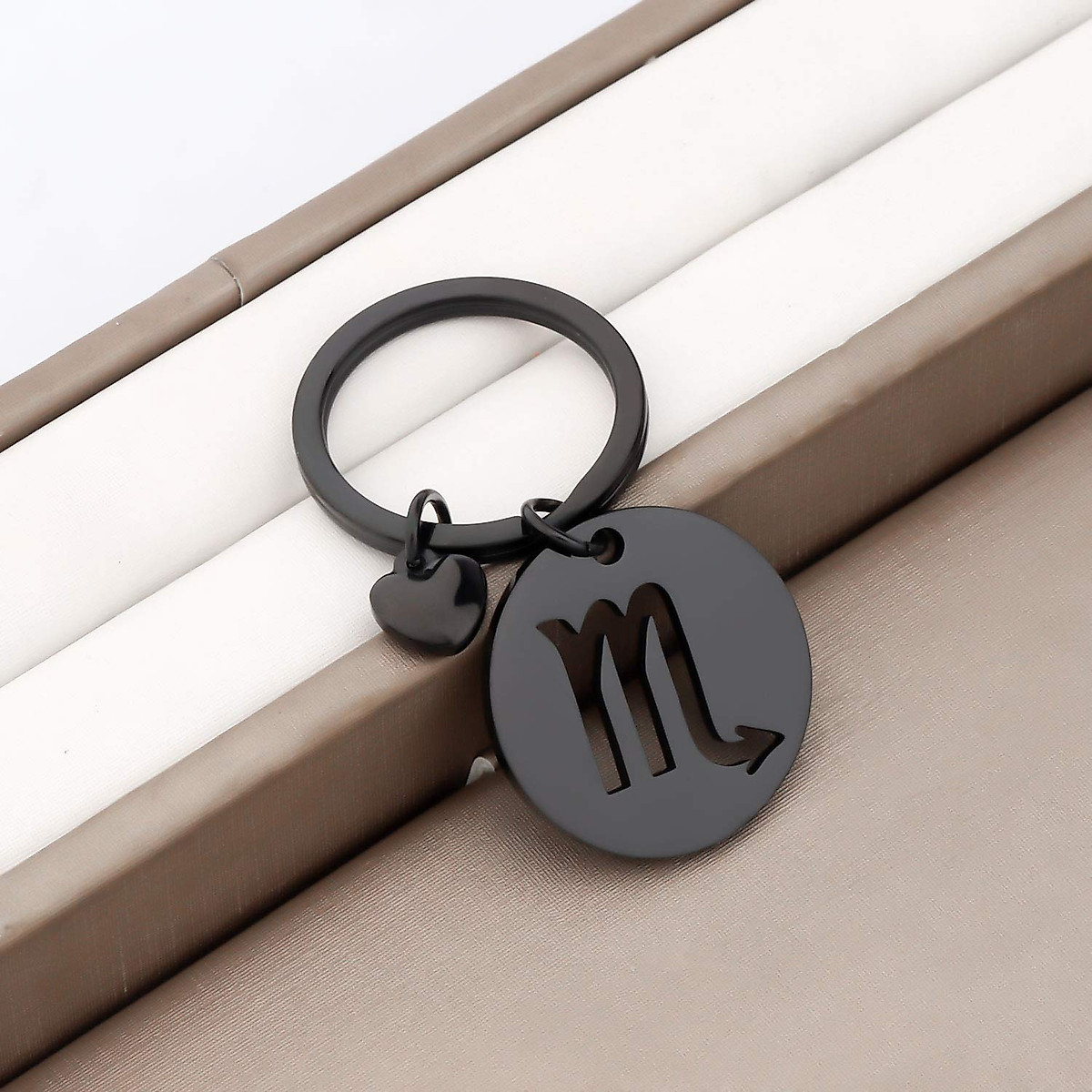 FAADBUK Zodiac Sign Keychain CZ Horoscope Gift Zodiac 12 Constellation Pendant Keyring Birthday Friendship Astrology Gift (Scorpio K-Bl)