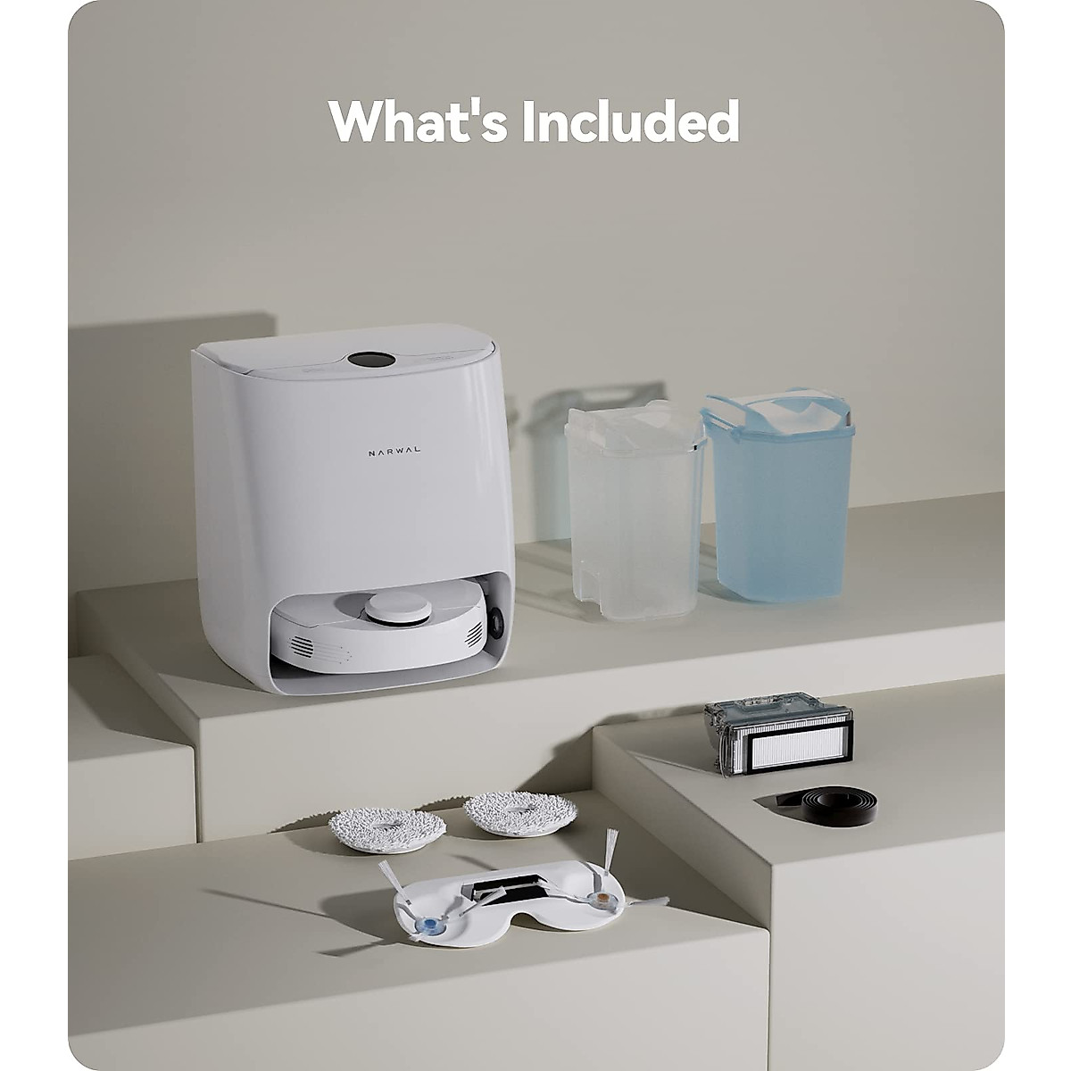NARWAL T10 Mop Robot, 4-in-1 Robot Vacuum and Mop with Self Cleaning Station, Self Washing and Drying Robot Mop with LiDAR Navigation, Smart Mapping, 2 Suction Mode for Hard Floor and Pet Hair, White