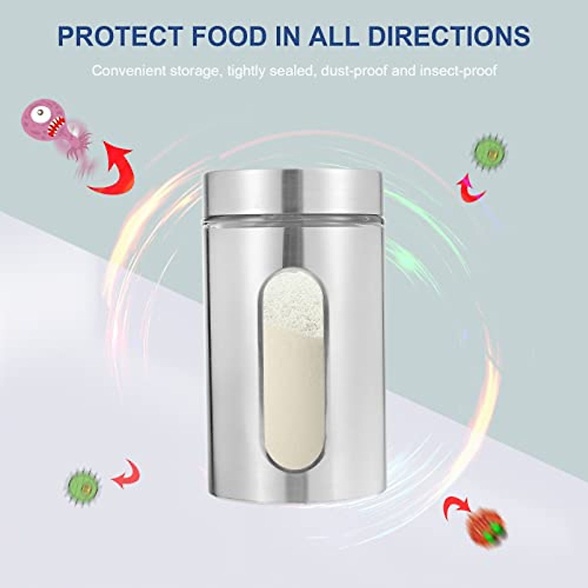 MAGICLULU Visible Kitchen Storage Tank 950ml Stainless Steel Storage Box Dry Food Storage Jar Tea Storage Tank Airtight Canister